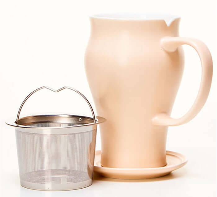Satin Tea Mug - Curvy Ceramic Tea Mug with Metal Infuser | Tea Spot ...