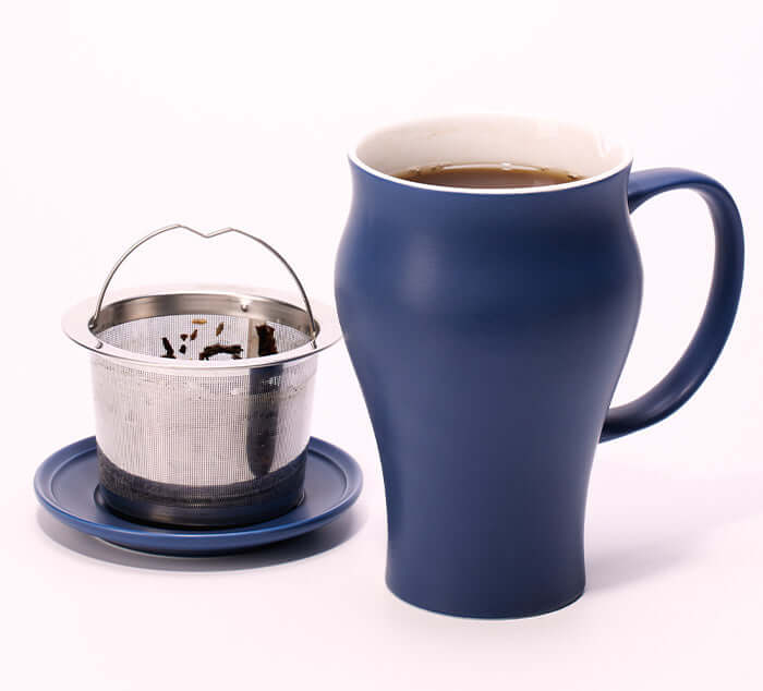 Satin Tea Mug - Curvy Ceramic Tea Mug with Metal Infuser | Tea Spot ...