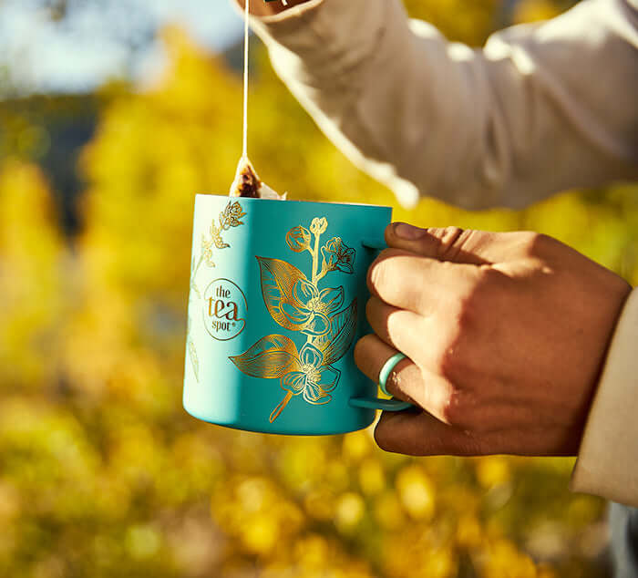 Rise & Shine Tea Sampler Set - Metal Ceramic-Lined Mug with Bamboo Lid ...