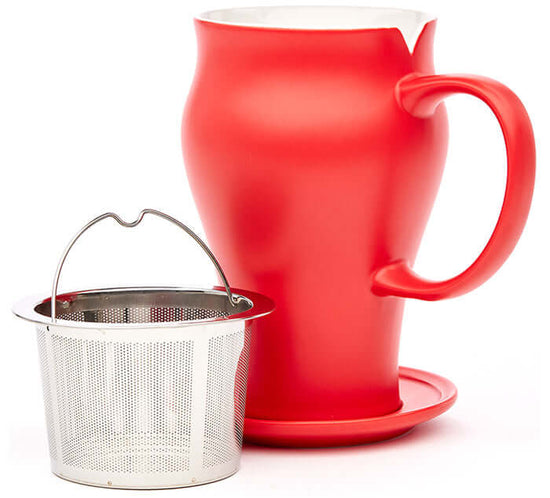 Satin Tea Mug - Curvy Ceramic Tea Mug with Metal Infuser | Tea Spot ...